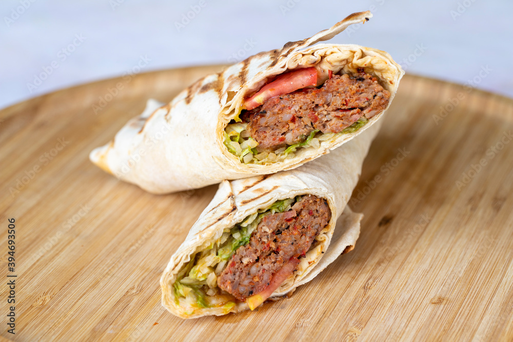 Turkish and Arabian Traditional Adana and Urfa kebab, minced meat kebab ...