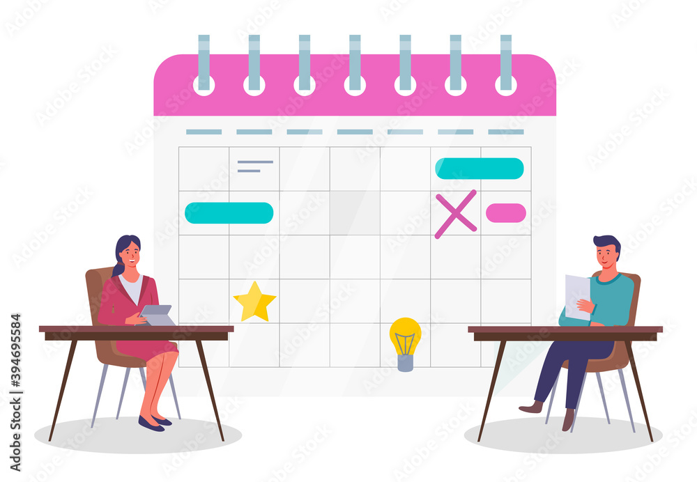 Calendar schedule concept web infographics vector illustration ...