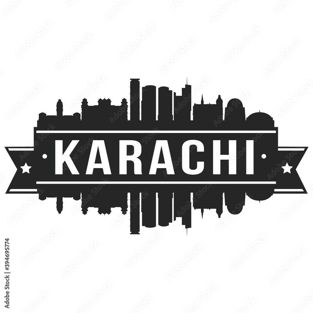 Karachi Skyline Silhouette Design City Vector Art Famous Buildings ...