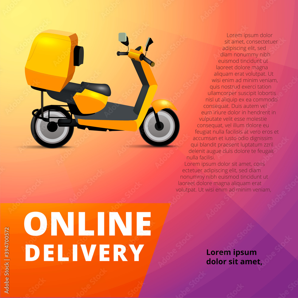 Realistic concept of online delivery with bike for delivery service, e ...
