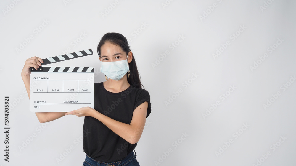 Teenage Girl or asian young woman wear face mask and hand's holding ...
