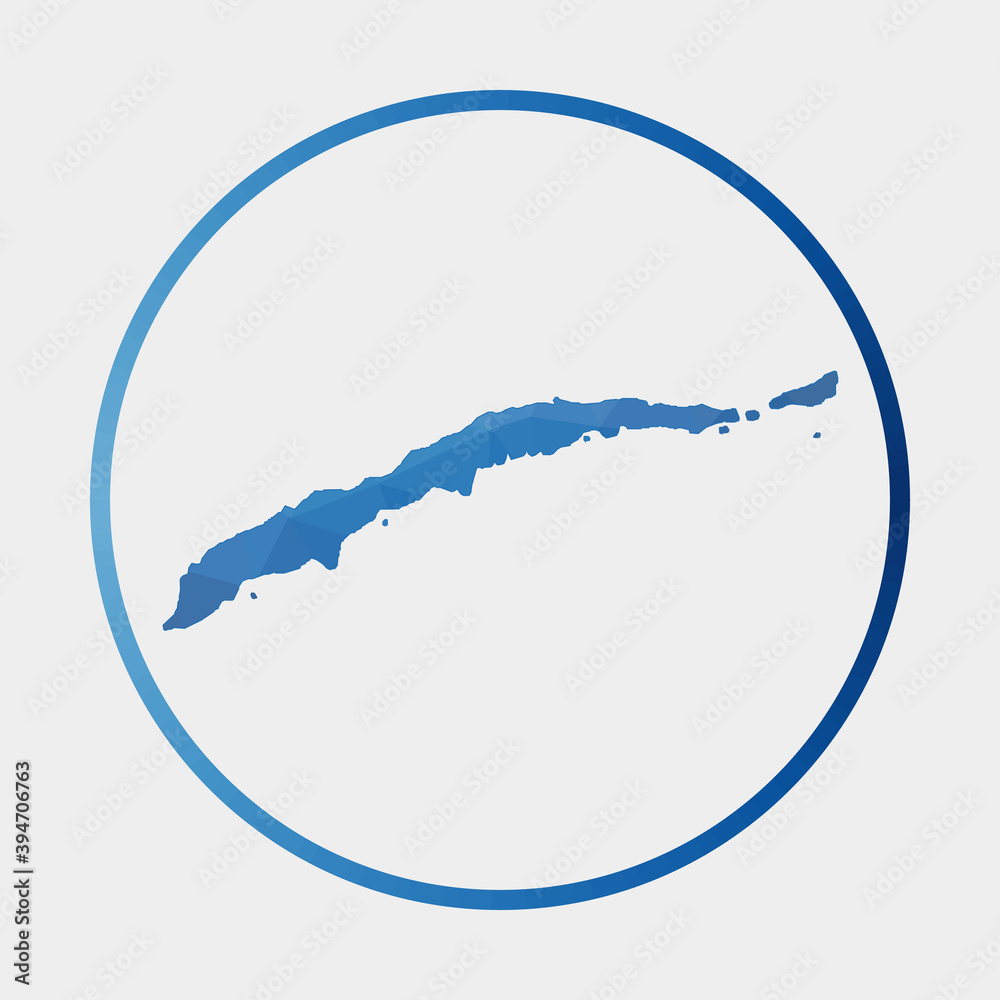 Roatan icon. Polygonal map of the island in gradient ring. Round low ...