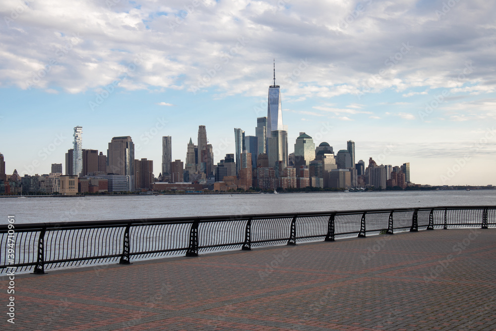 Hudson River Riverfront Park in Hoboken New Jersey with a New York City ...