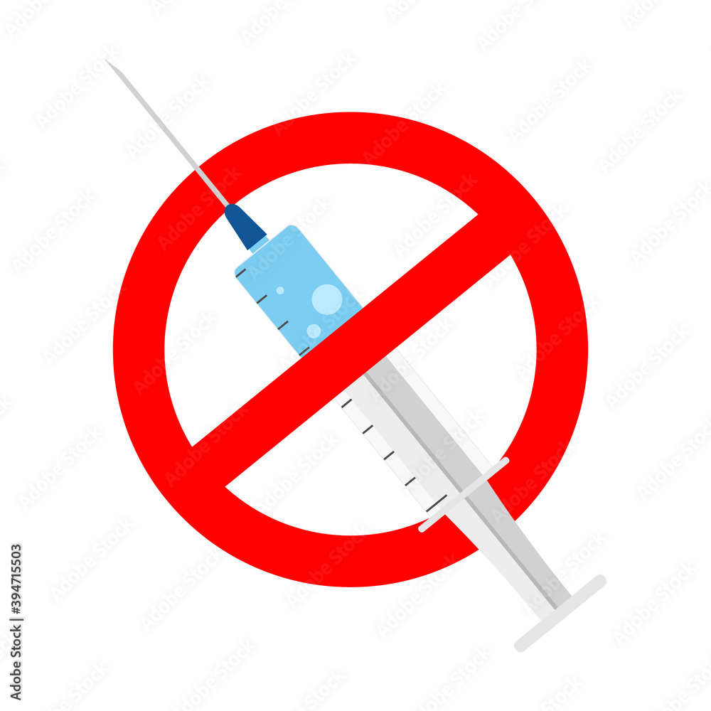 Stop drug. Sign of danger with syringe. Icon of forbidden of injection ...