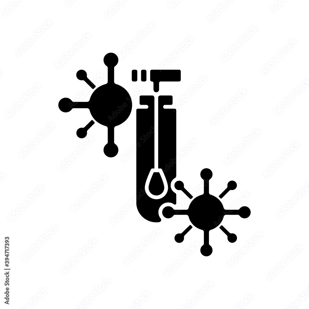 PCR test black glyph icon. Polymerase chain reaction analysis. Medical ...