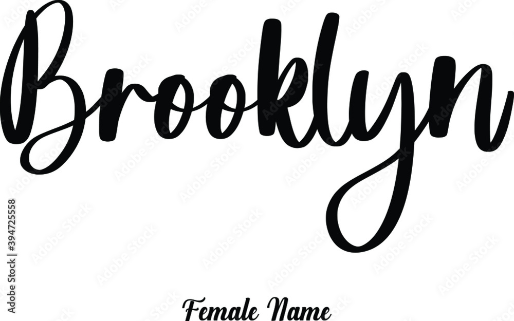 Brooklyn-Female Name Cursive Calligraphy Phrase on White Background Stock Vector | Adobe Stock