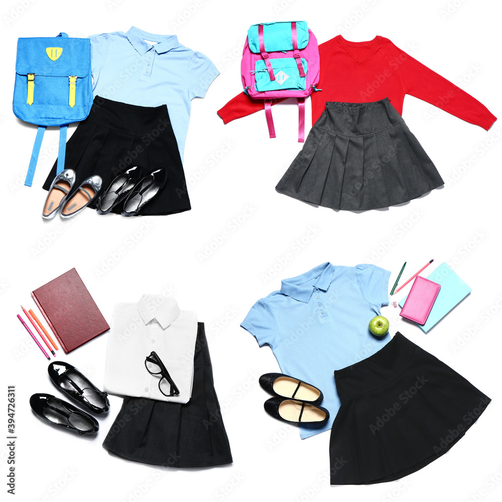 Stylish school uniform on white background Stock Photo | Adobe Stock