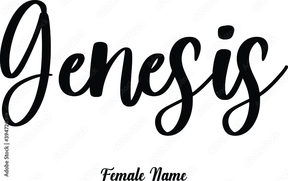 Genesis Female Name Cursive Calligraphy Phrase On White Background