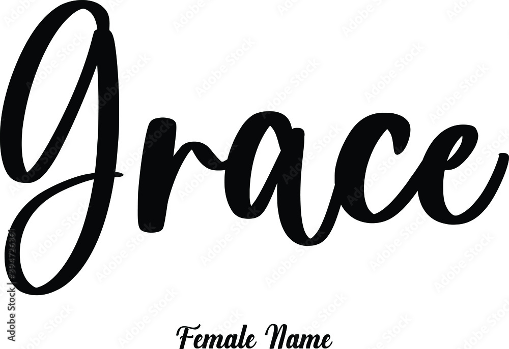Grace Female Name Cursive Calligraphy Phrase On White Background Stock
