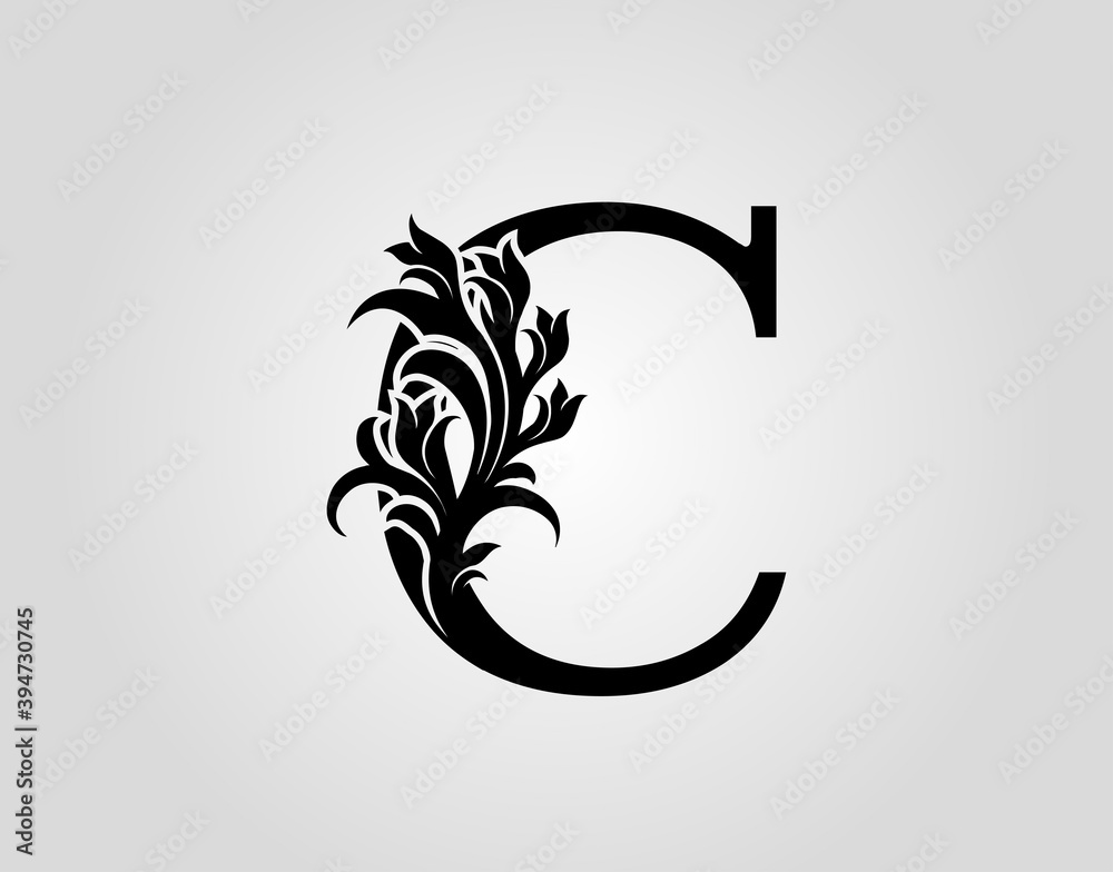 Monogram Letter C Luxury Logo Icon, Vintage Deco C Letter Vector Design ...