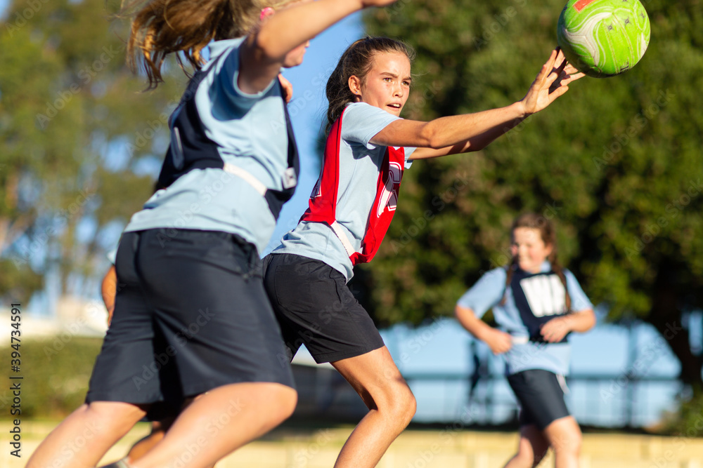 School girls playing netball Stock Photo | Adobe Stock