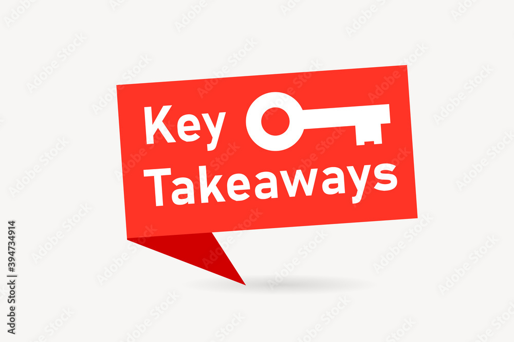Key takeaways red origami banner icon. Clipart image isolated on white ...