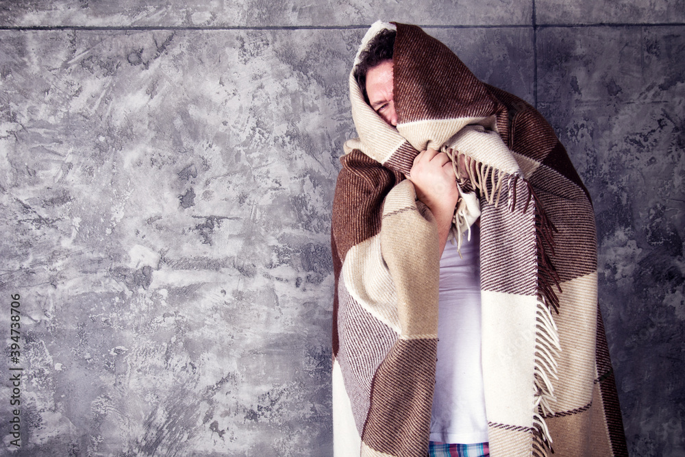 Morning. Funny fat man in pajamas. Stock Photo | Adobe Stock