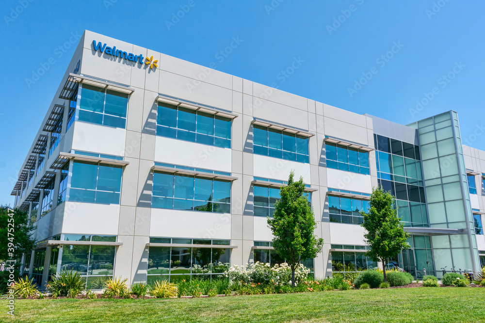Walmart logo on facade of Walmart Labs office building in Silicon ...