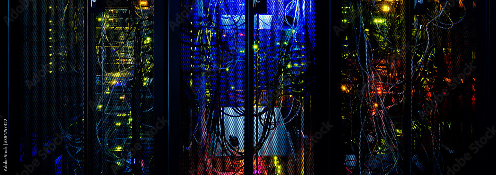 Server rack cluster in a data center horizontal view Stock-Foto | Adobe ...