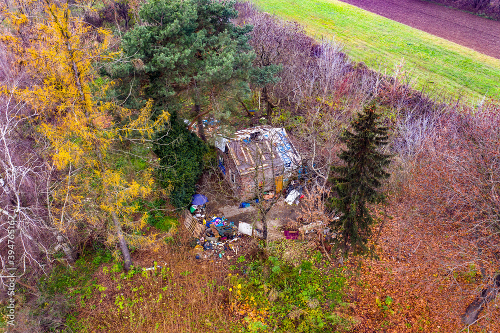 Top view of the slums and the garbage dump next to them. Stock Photo ...
