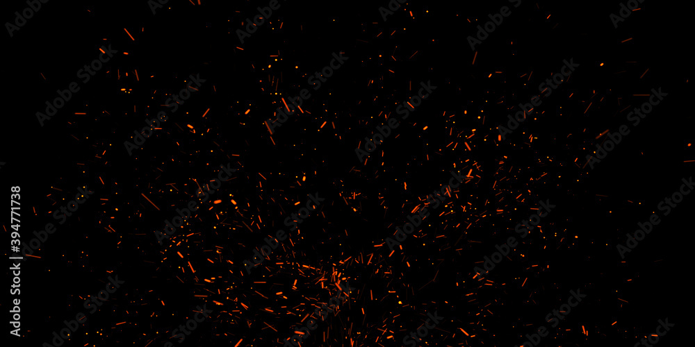 Fire Embers Stock Image In Black Background Stock Illustration | Adobe ...