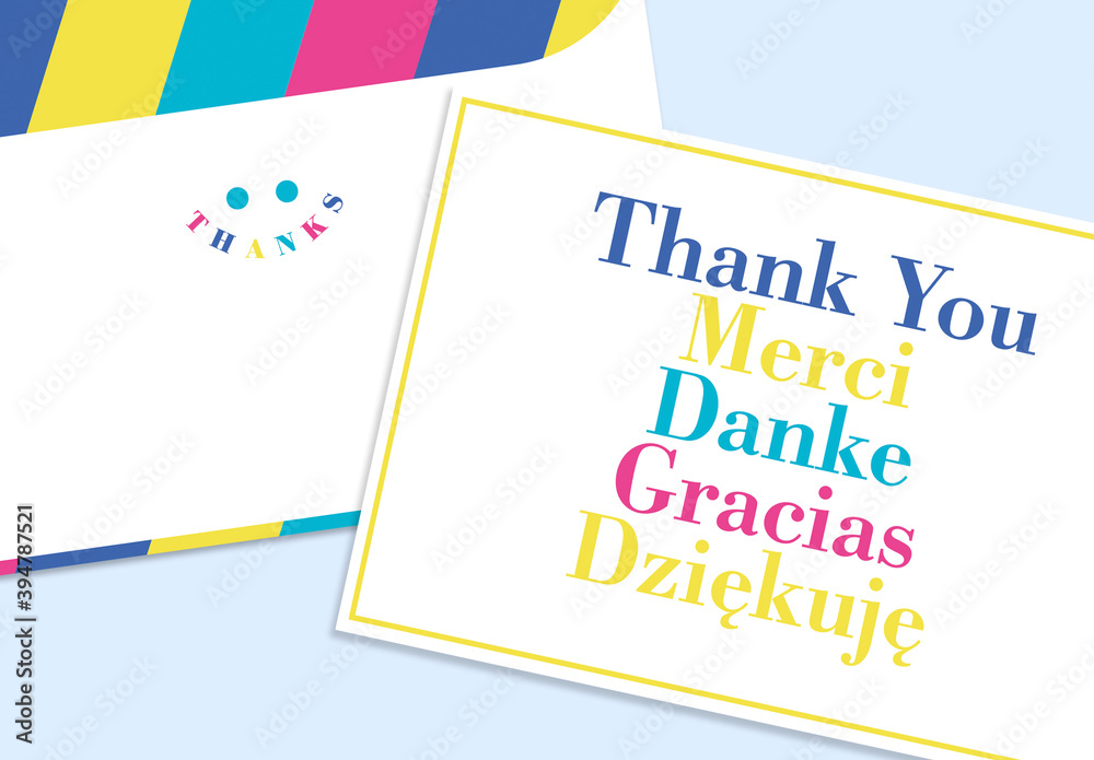 Cheerful Gratitude Card Layout Stock Template | Adobe Stock