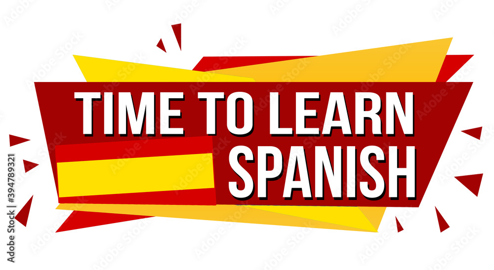 Time to learn spanish banner design Stock Vector | Adobe Stock