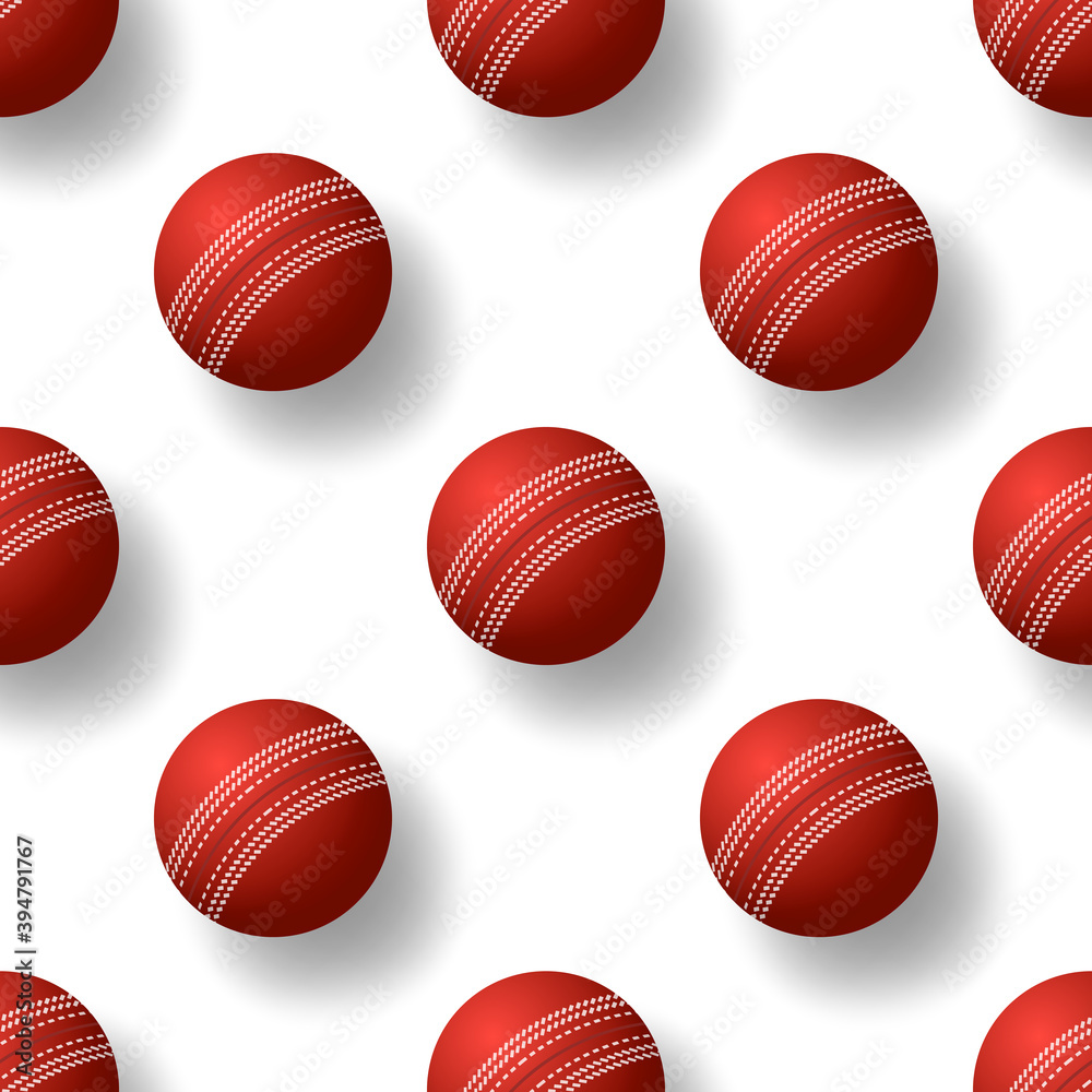 Cricket ball seamless pettern vector illustration. realistic cricket ...