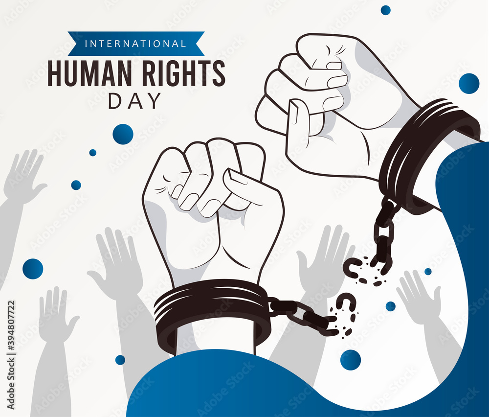 human rights day poster with hands breaking handcuffs Stock Vector ...