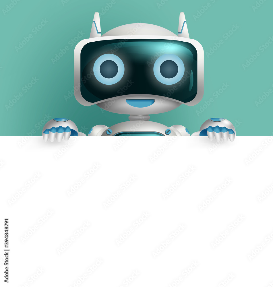 Robot vector character background design. Robotic 3d character showing ...