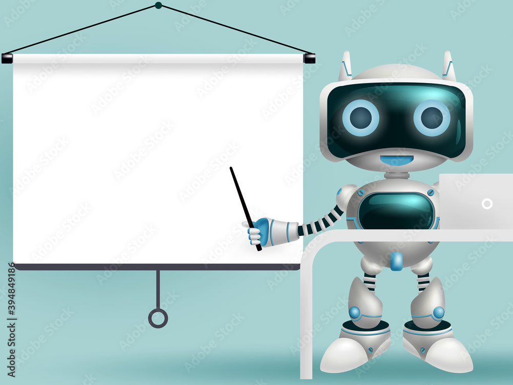 Robot character presentation vector background design. Robotic 3d ...