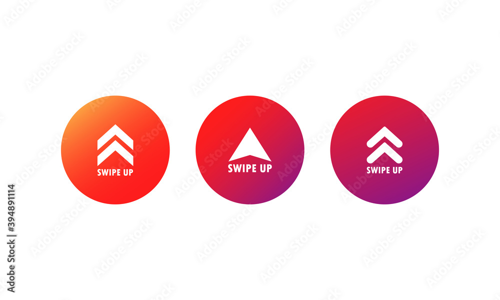 Vetor de Swipe up button. Social media icon set. Scroll pictogram ...