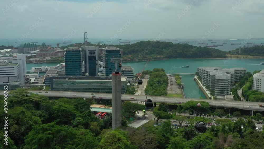 summer day singapore city famous sentosa island district park funicular ...