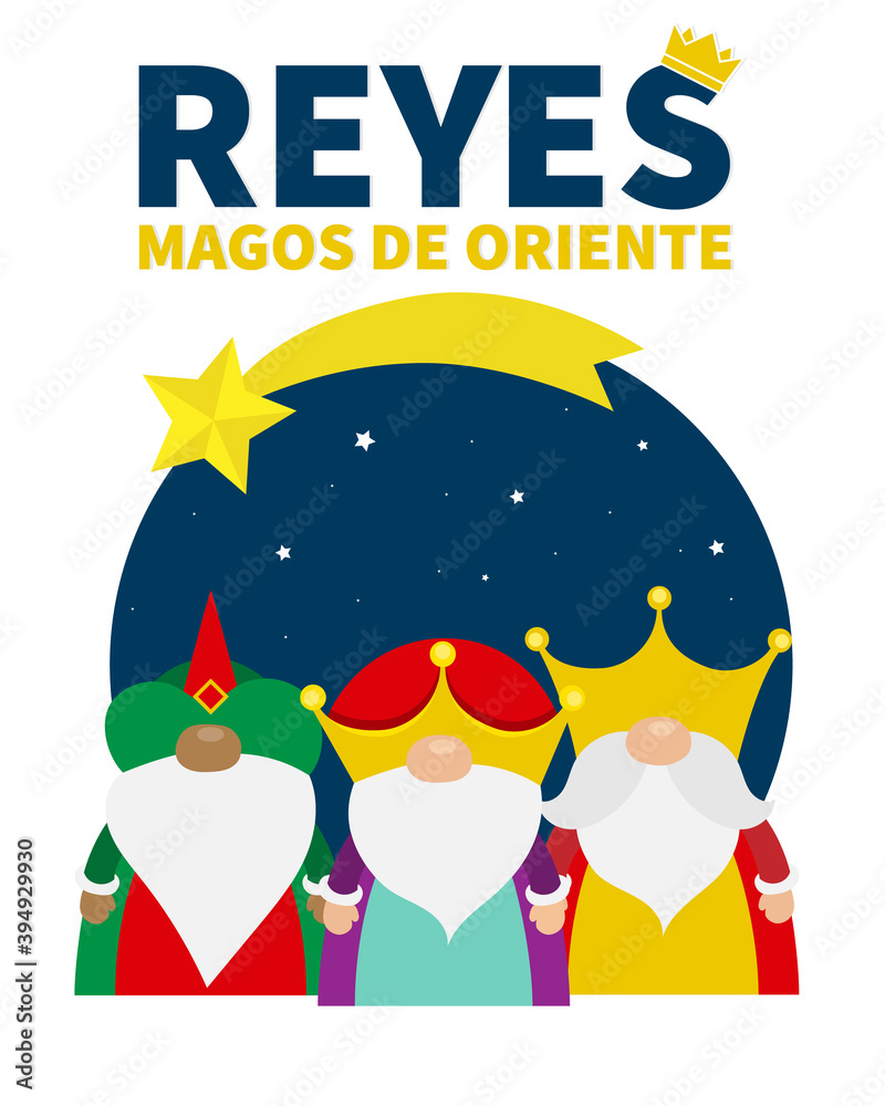 Vetor de Three Wise Men card. Text in Spanish Three Wise Men from the ...
