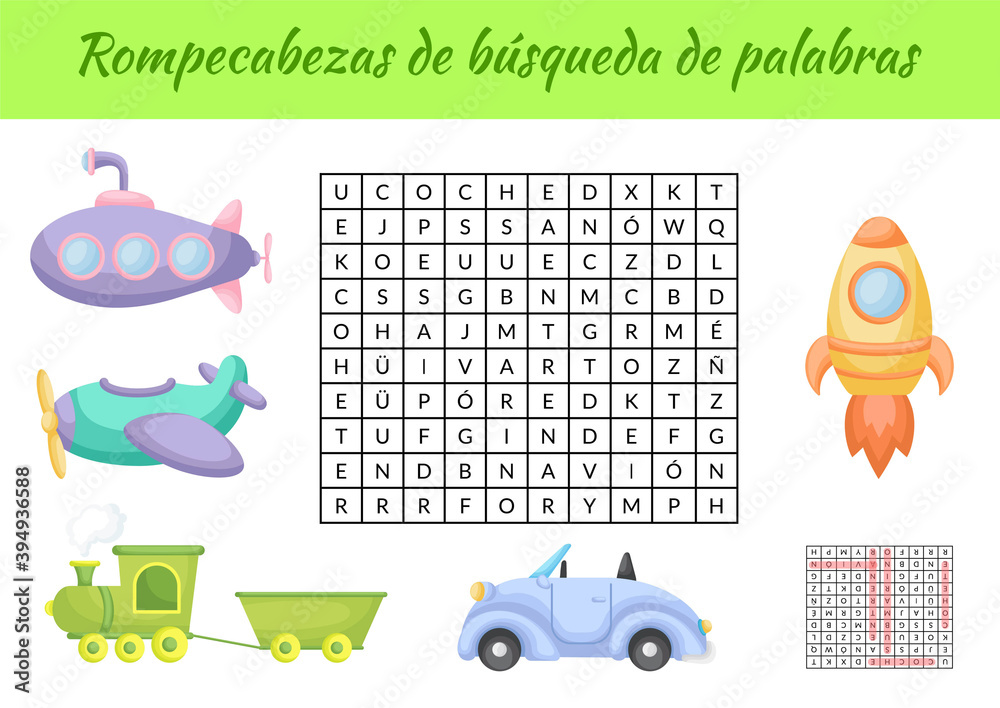Rompecabezas de búsqueda de palabras - Word search puzzle. Educational ...