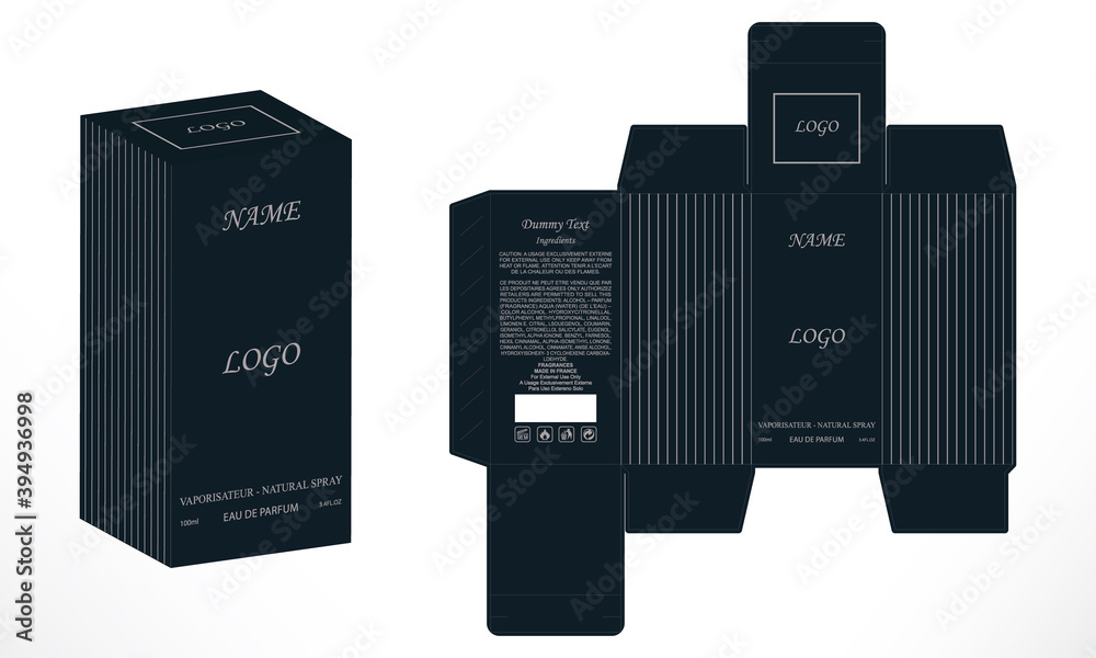 Packaging design, Box die line, perfume luxury box design template and ...