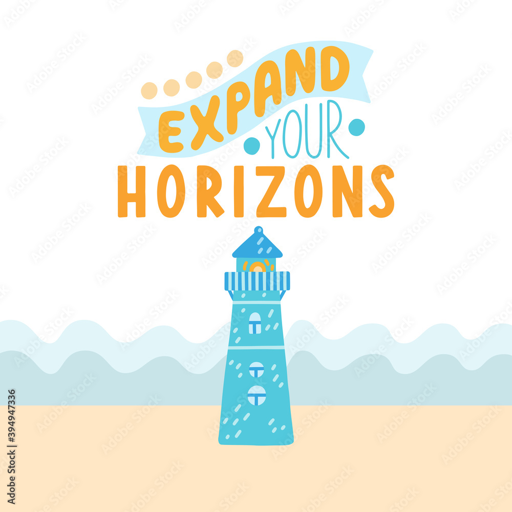 Expand your horizons - hand drawn vector illustration with hand ...