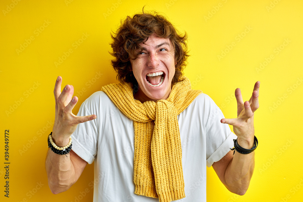 happy emotional man scream from happiness, finally what he dreamed of ...