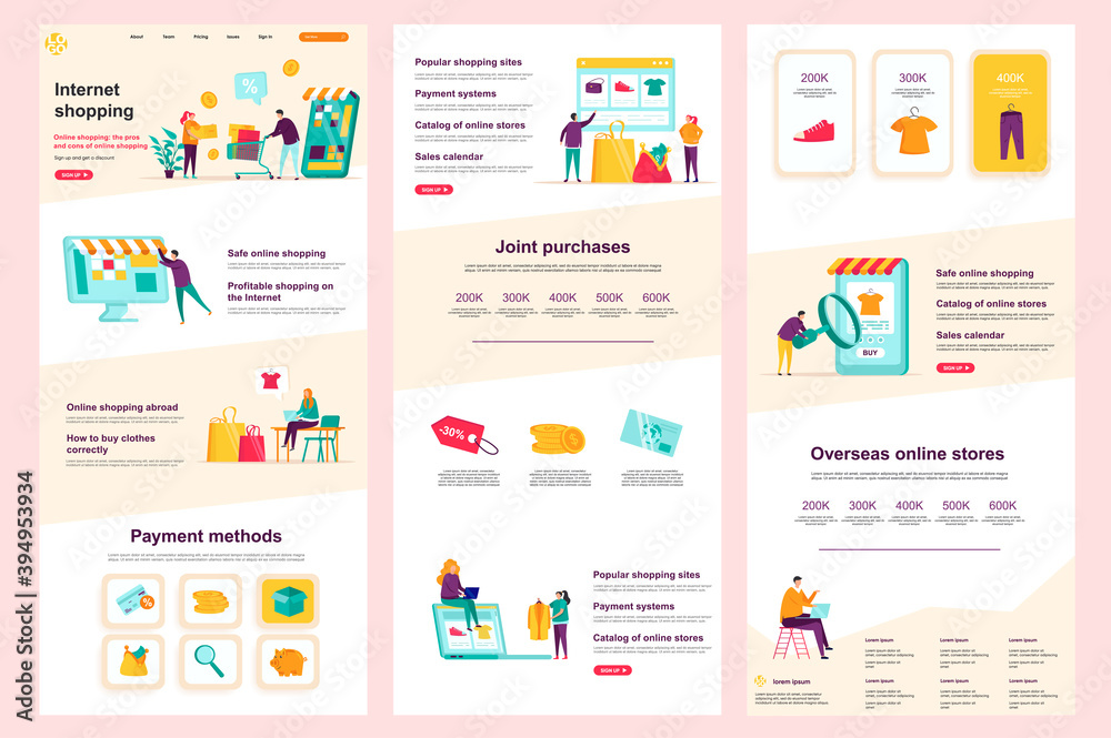 Internet shopping flat landing page. Online marketplace, e-commerce ...