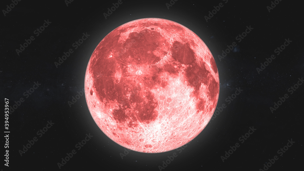 Bright red full moon over the Milky Way Stock Photo | Adobe Stock
