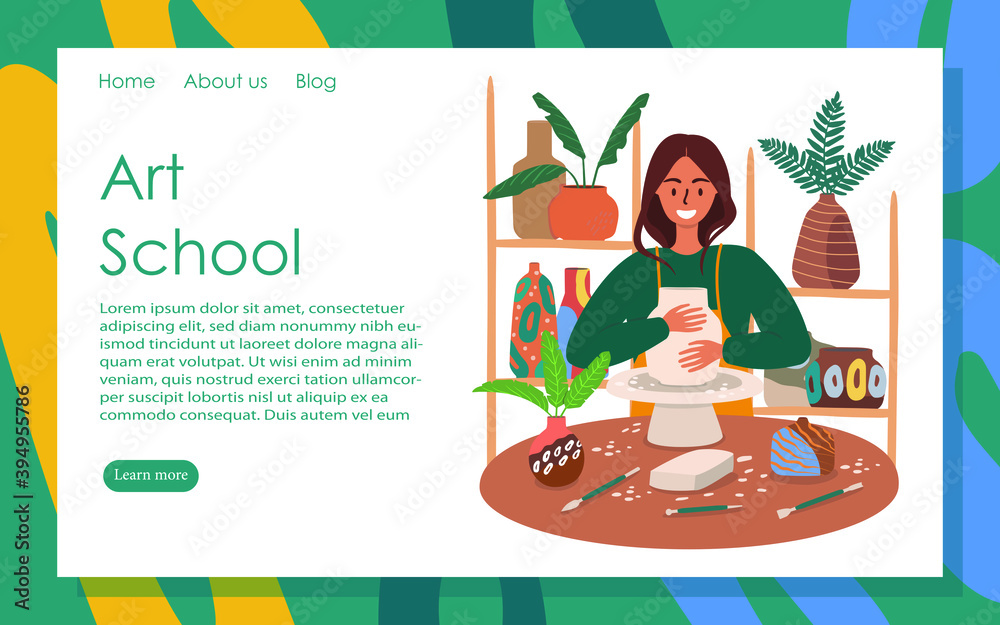 Vector art school website template, web page and landing page design ...