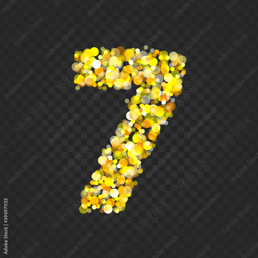 Gold glittering number seven on transparent background. Shining golden ...