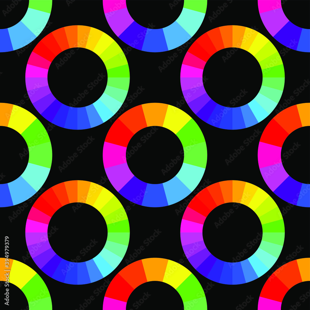 Seamless vector color wheel circle pattern. RGB and CMYK color models ...