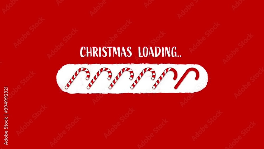 Christmas loading bar animation with candy canes, on a festive red ...