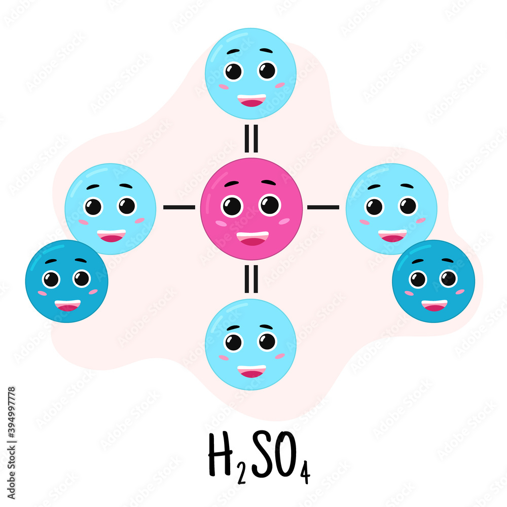 Structural formula of sulfuric acid H2SO4 structure. Diagram of ...