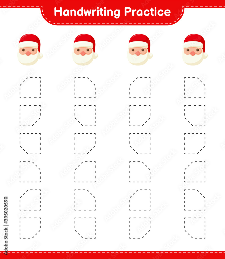 Handwriting practice. Tracing lines of Santa Claus. Educational ...