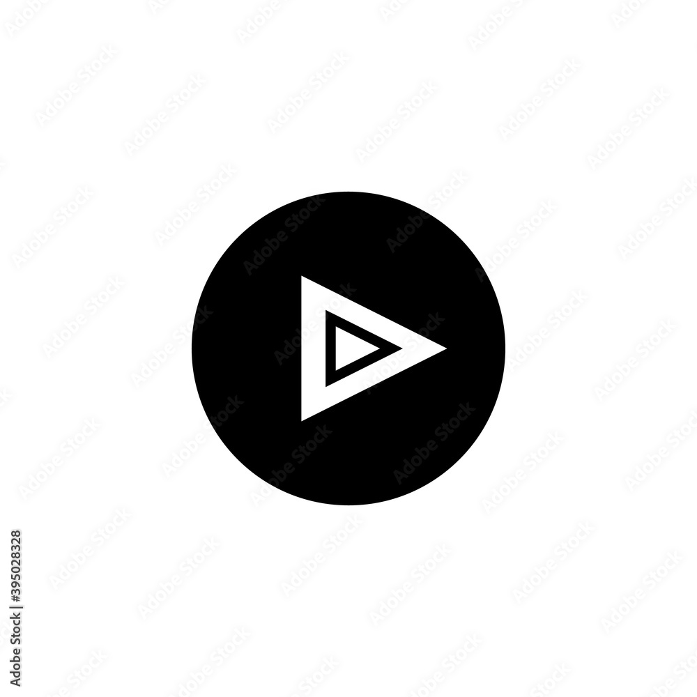 Play Button icon is black on a transparent background. Vector round ...