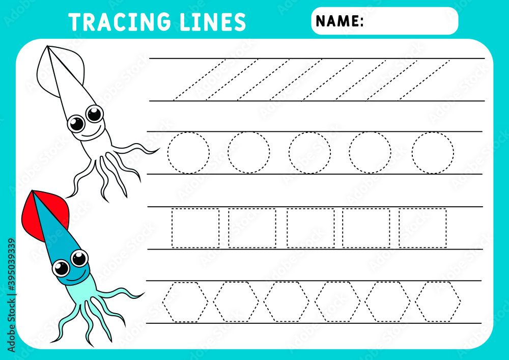 Trace line worksheet for kids. Basic writing. Working pages for ...