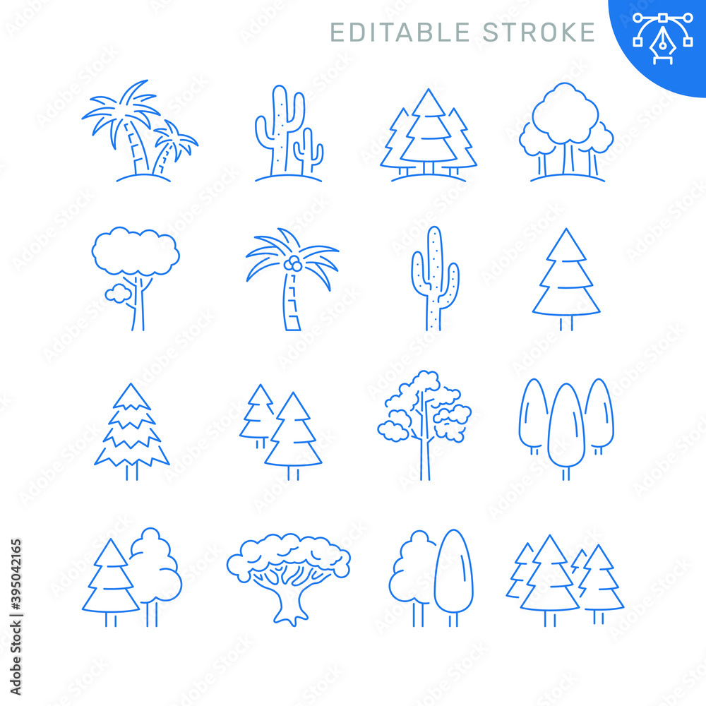 Tree related icons. Editable stroke. Thin vector icon set Stock Vector ...