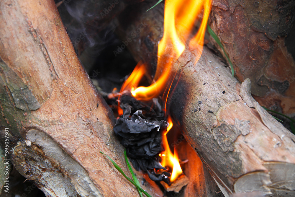 Glowing embers in hot red color, abstract background. The hot embers of ...