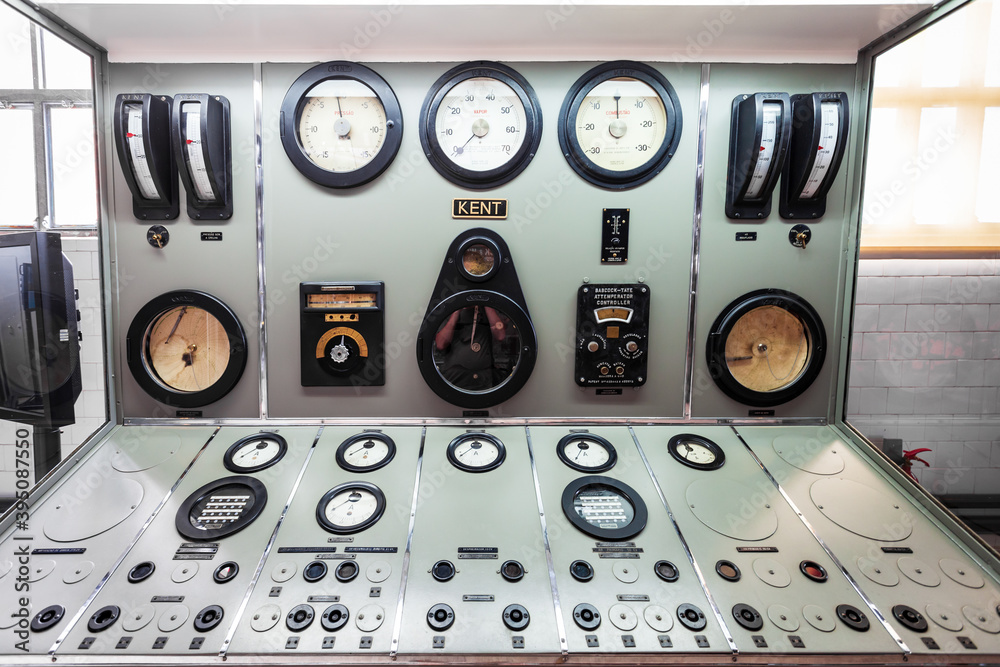 Control panel, Tejo Power Station Museum Stock Photo | Adobe Stock