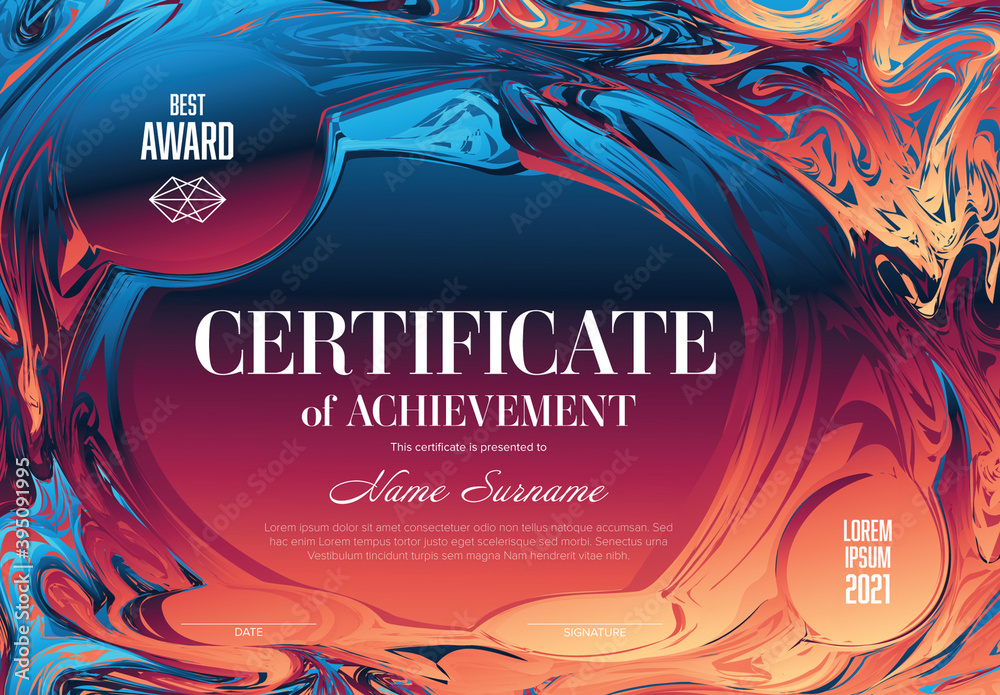 Modern Certificate Layout with Vivid Fresh Colors Stock Template ...
