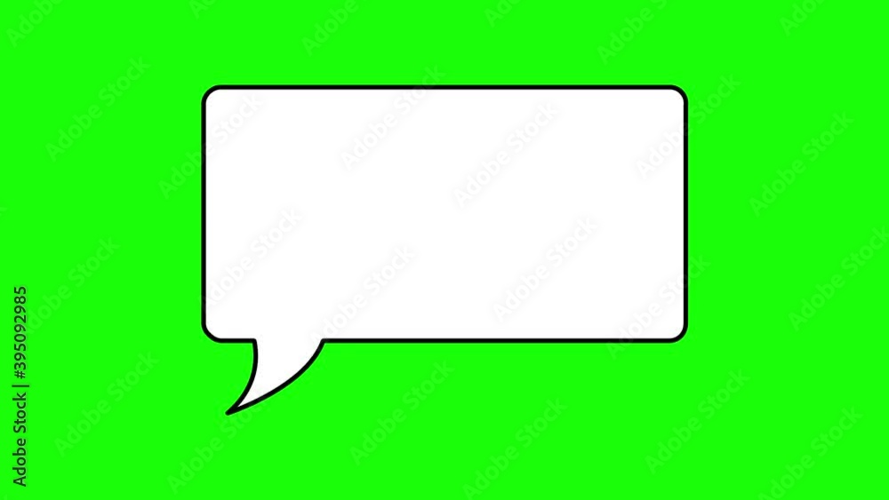 Animated white outlined speech bubble, chat balloon icon. Chroma key ...