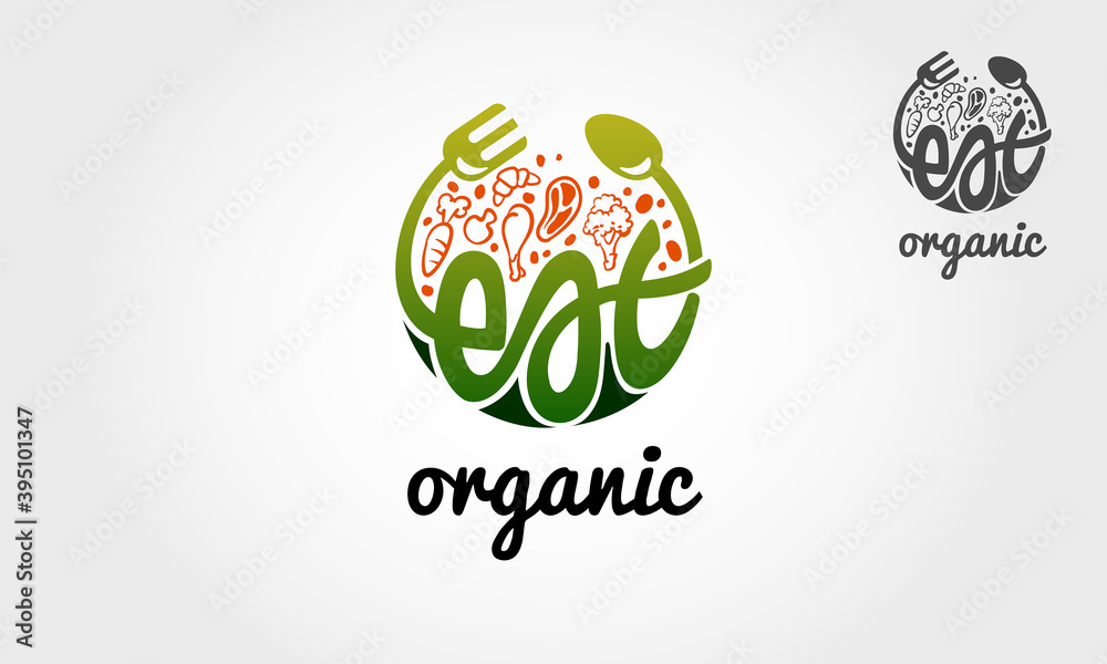 Eat Organic Vector Logo Template. This logo is great for restaurant ...